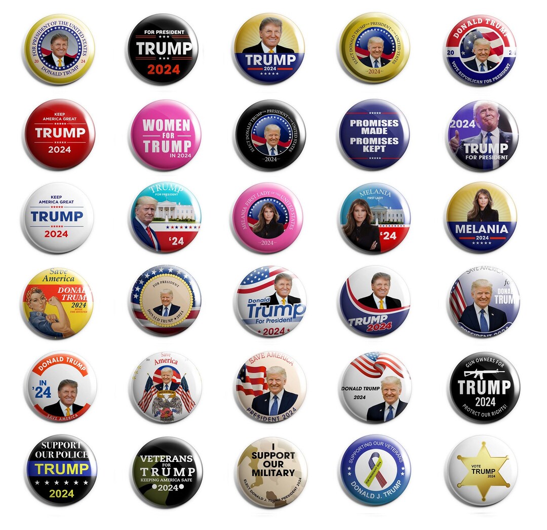 Donald Trump for President Campaign Button 2024 30-PACK (DT-24-30-ALL ...