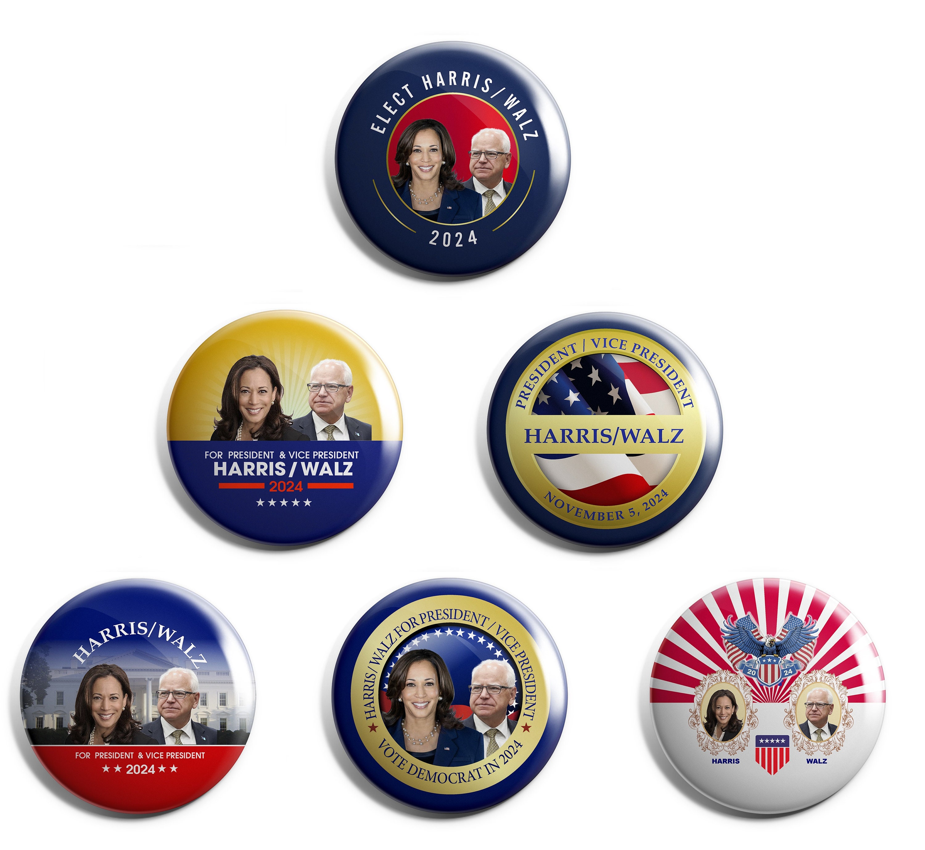 Kamala Harris / Tim Walz Campaign Button Set of 30 (HW24-30-ALL) - Etsy