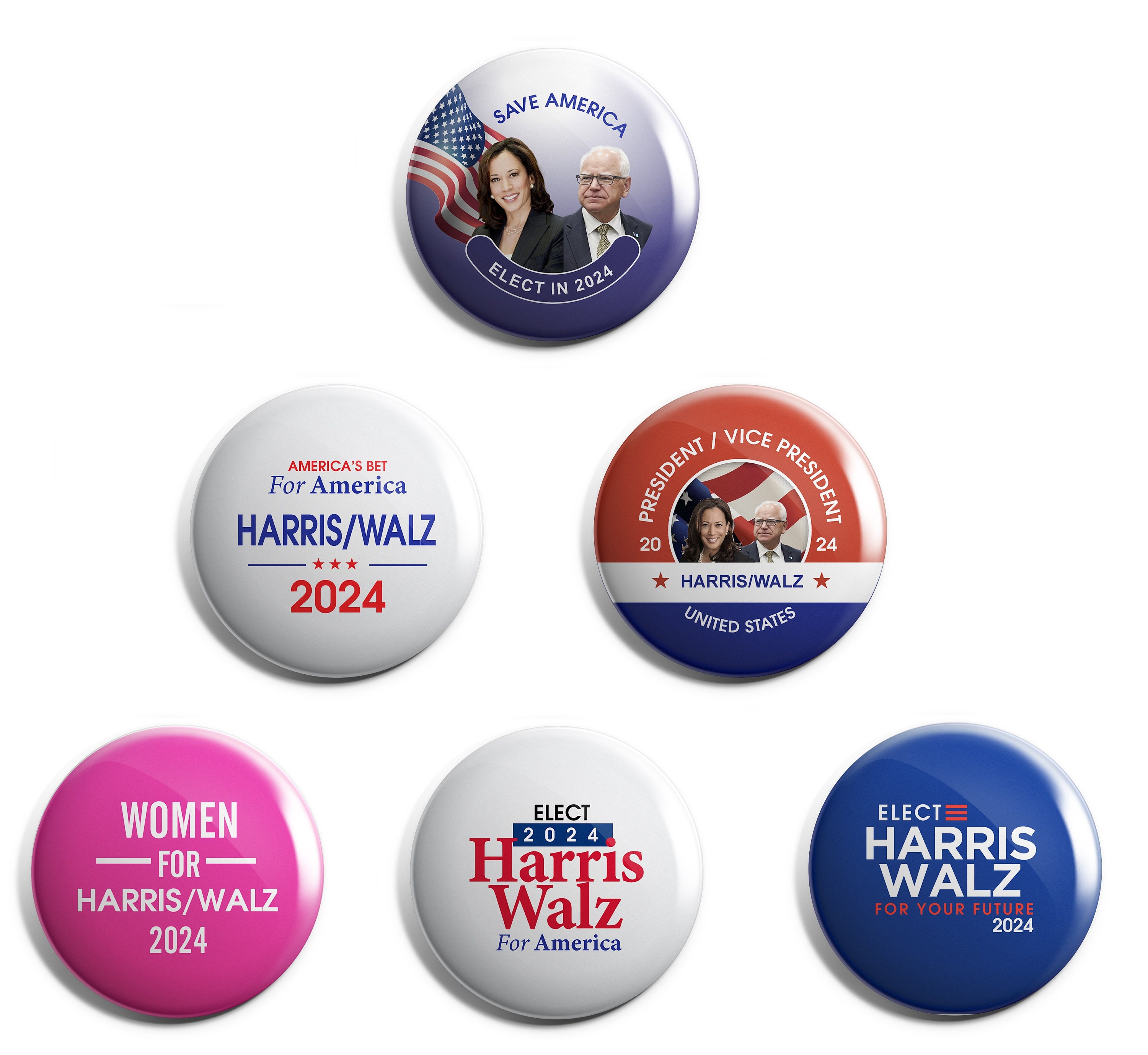Kamala Harris / Tim Walz Campaign Button Set of 30 (HW24-30-ALL) - Etsy