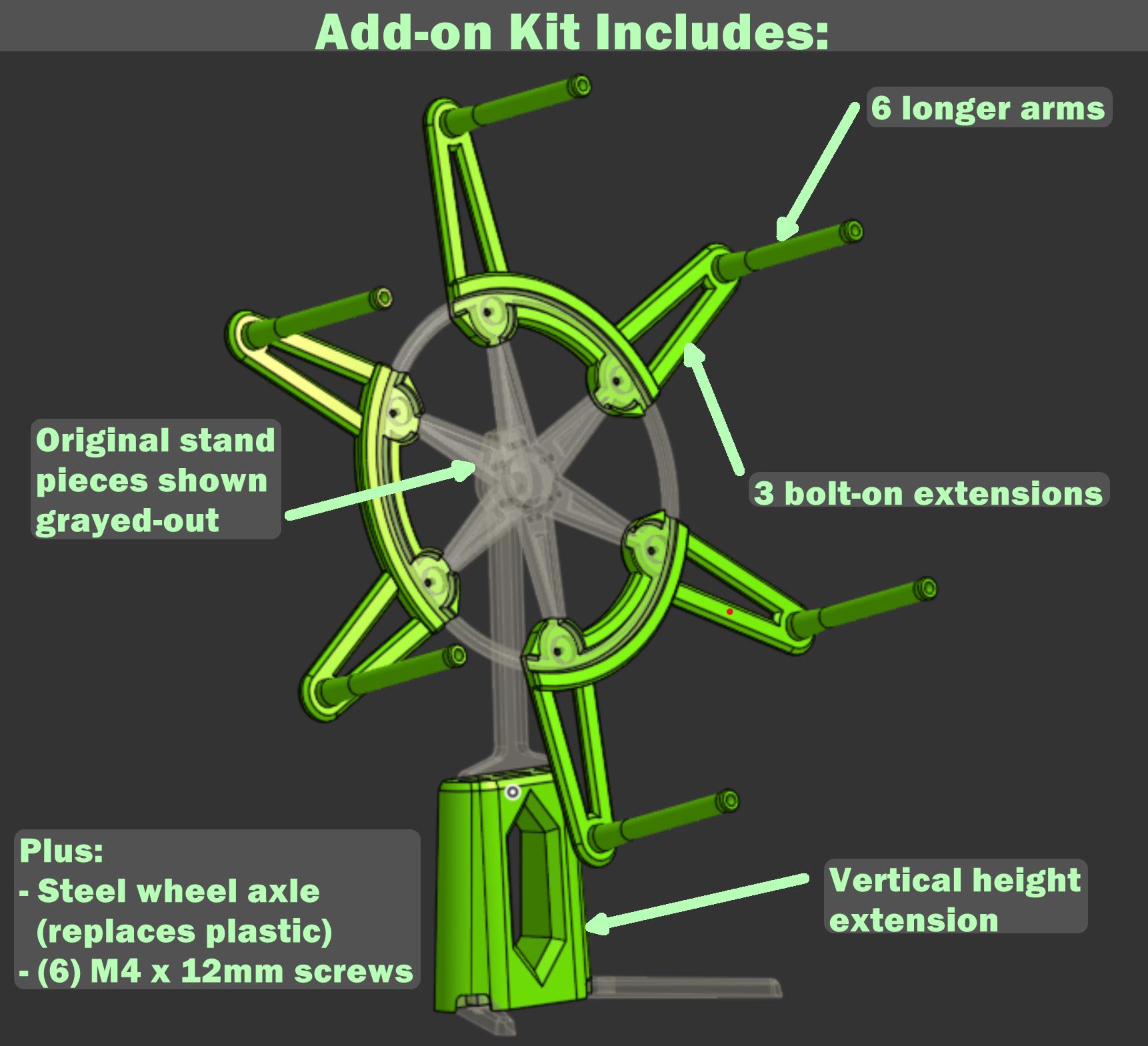 Yarn Stand/wheel, Bolt-on EXTENSION KIT for Larger Balls of Yarn - Etsy