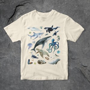 Sea Animals Water Color T Shirt, Funny T Shirt, Unisex T Shirt, 90's ...