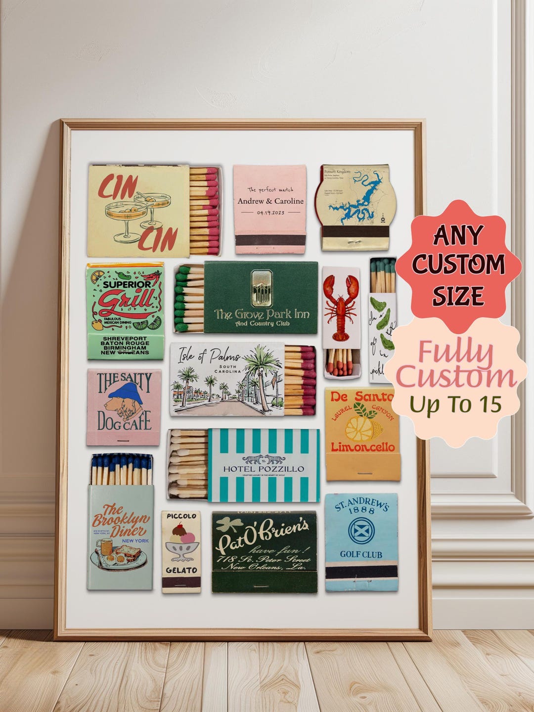 CUSTOM MATCHBOOK ART | Personalized Digital Matchbox Wall Art Gift ...