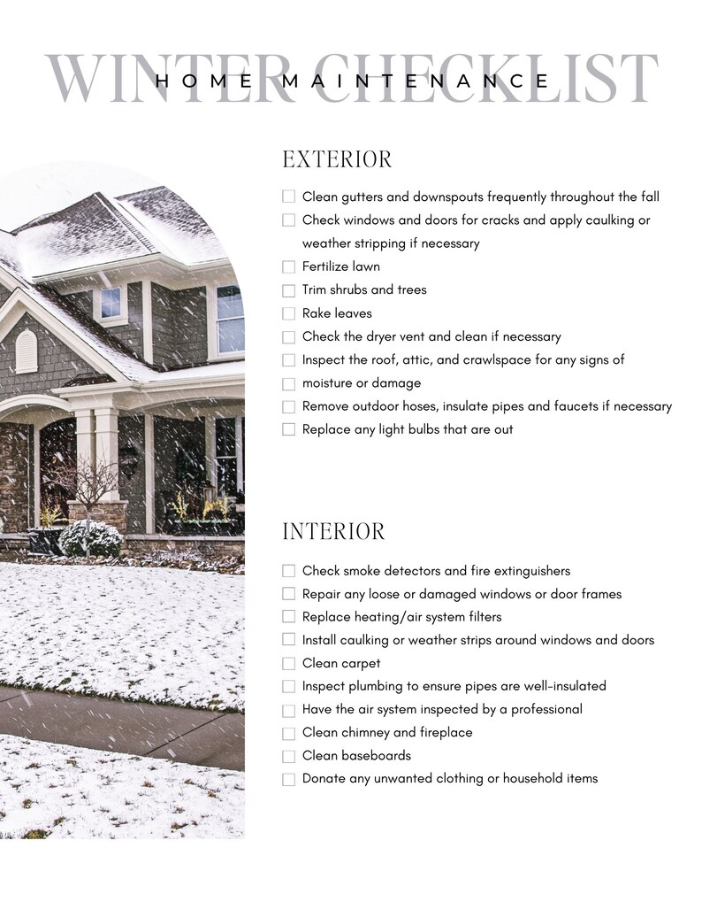 Seasonal Home Maintenace Checklists - Etsy