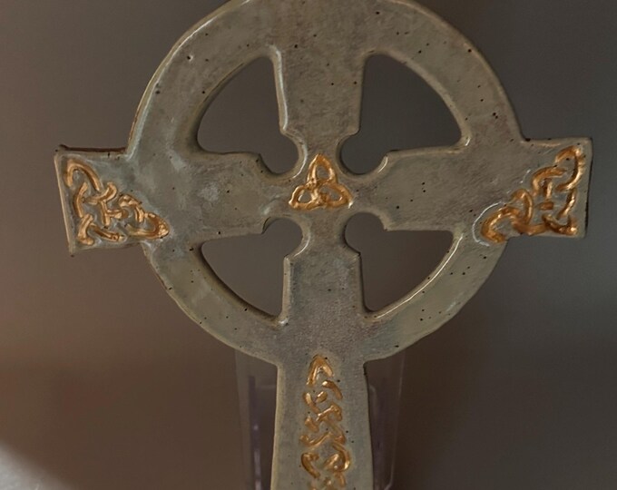 Hand Crafted Celtic Cross in a Soft Shade of Mottled Green and Faint ...