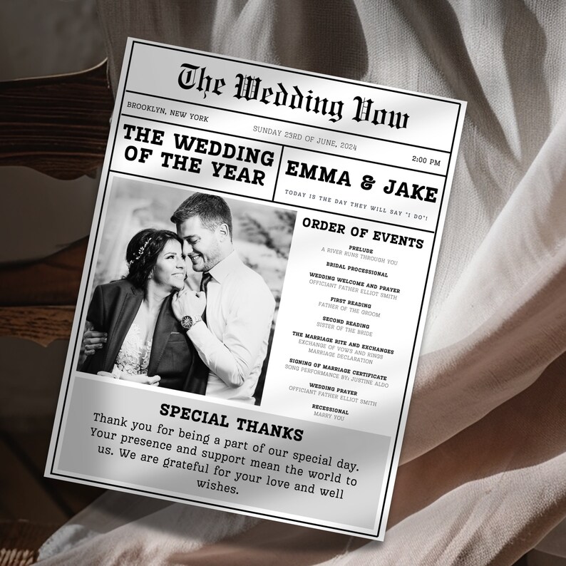 Custom Wedding Newspaper Template, Modern Newspaper With Infographic ...