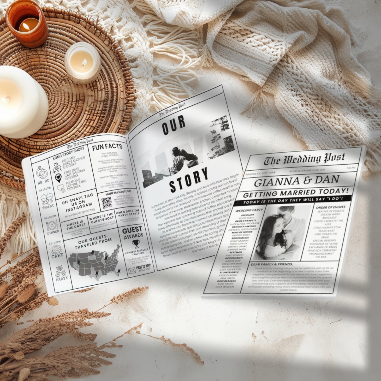 Unique Newlywed Newspaper for Intimate Weddings, Custom Newspaper ...