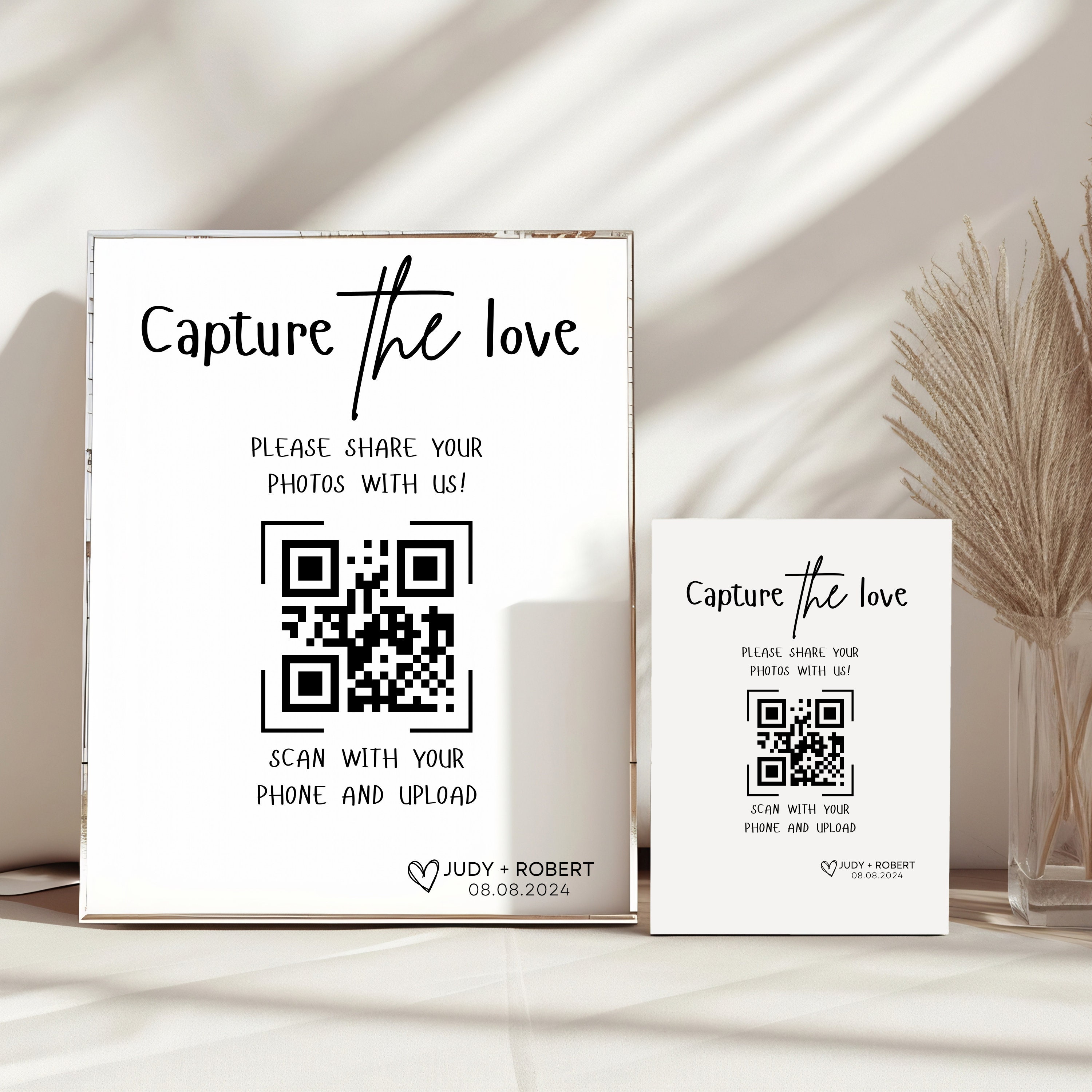 Capture the Love Sign Template for Wedding, Editable QR Code, Capture ...