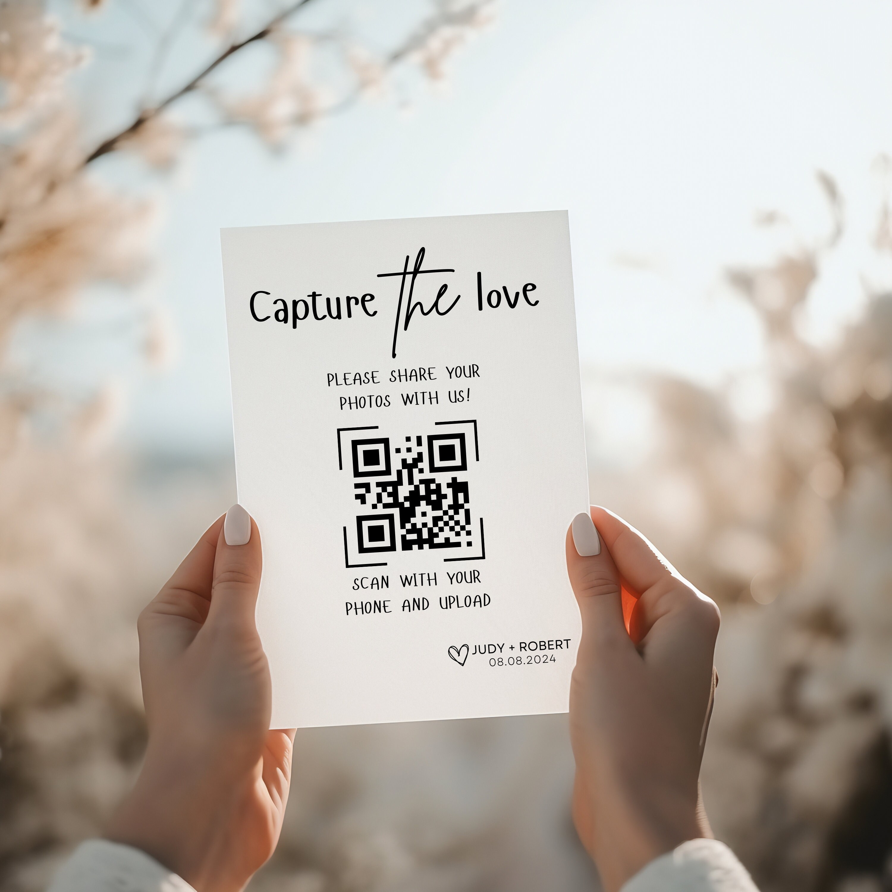 Capture the Love Sign Template for Wedding, Editable QR Code, Capture ...
