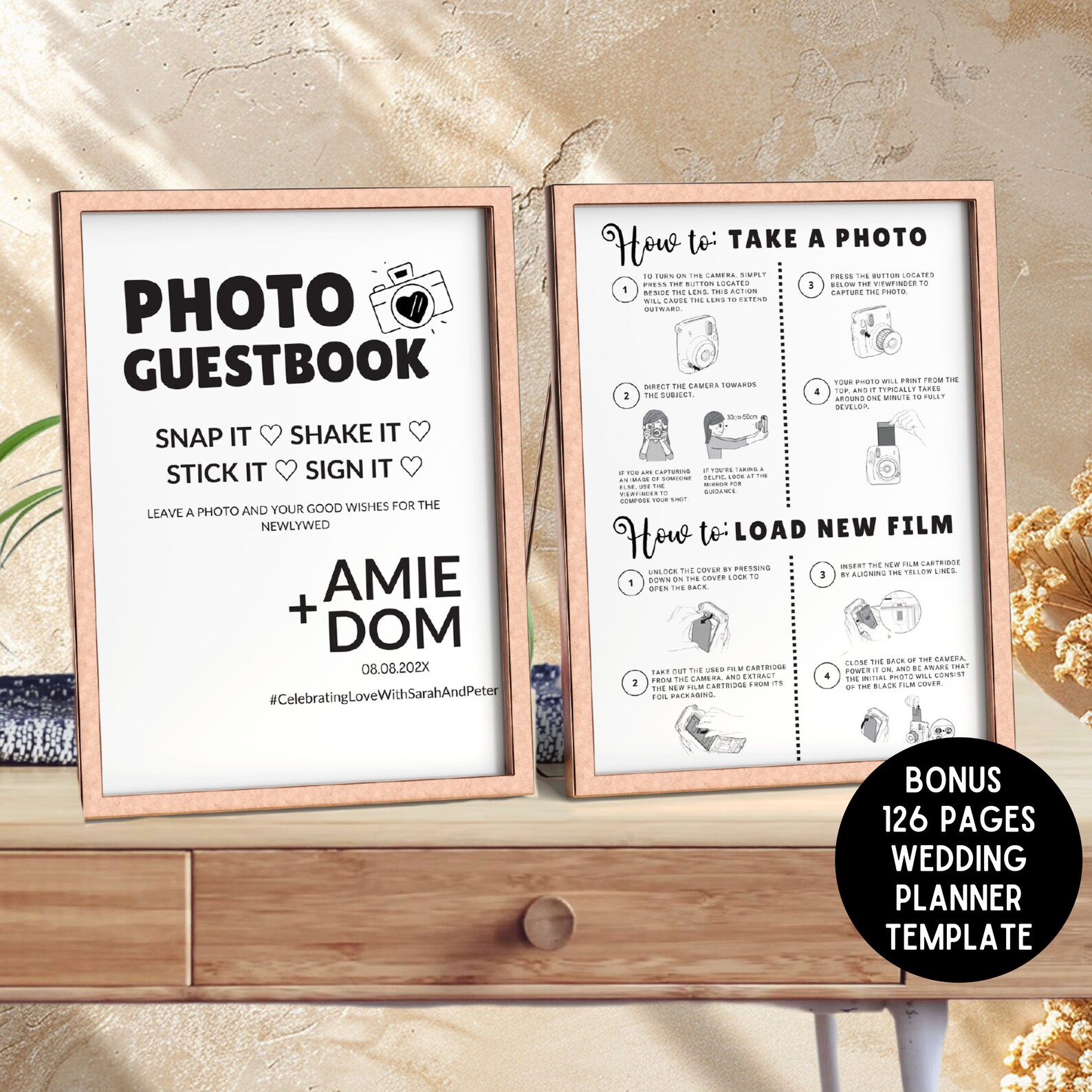 Modern Wedding Guestbook Template, Guest Book Sign, Printable Photo ...