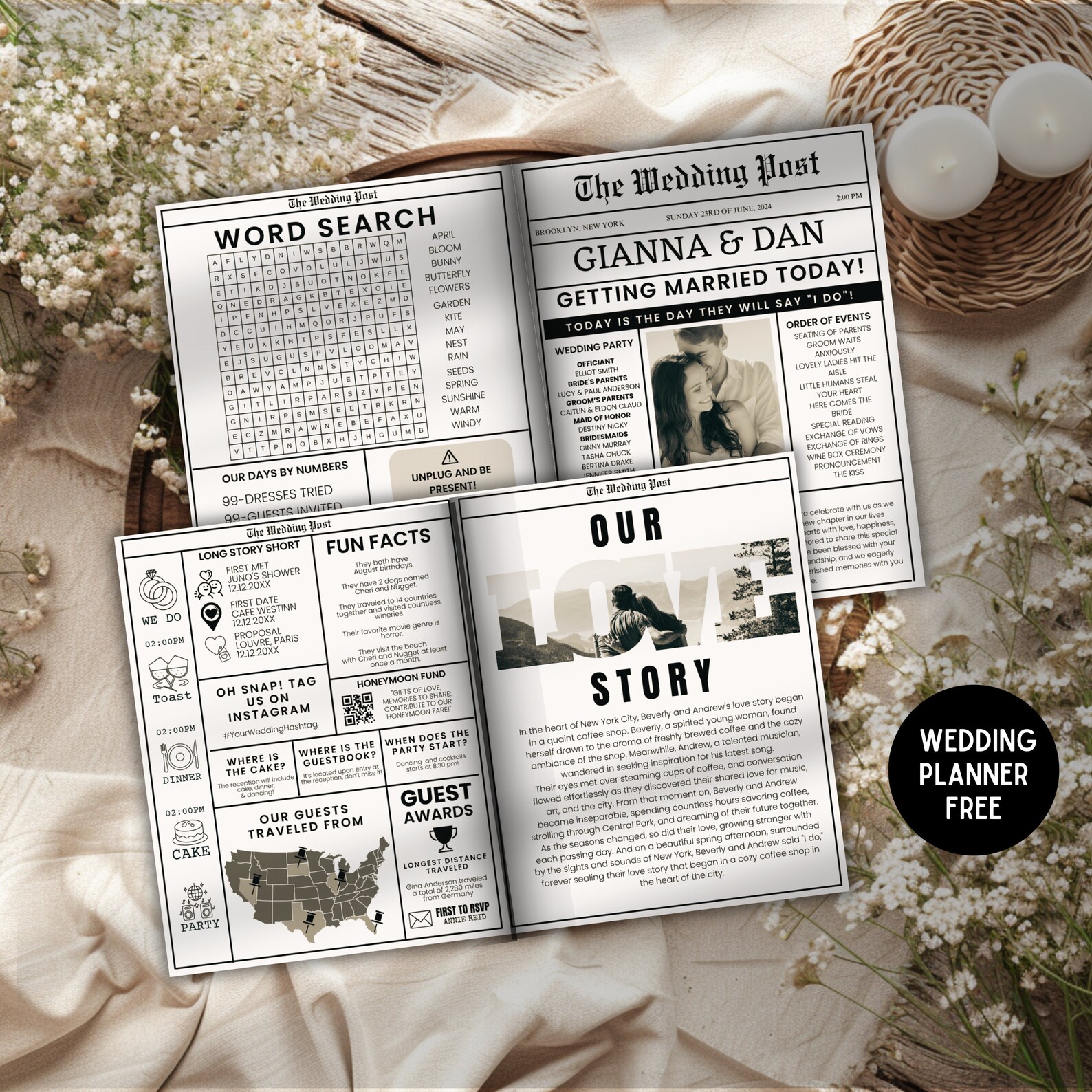 Unique Newlywed Newspaper for Intimate Weddings, Custom Newspaper ...
