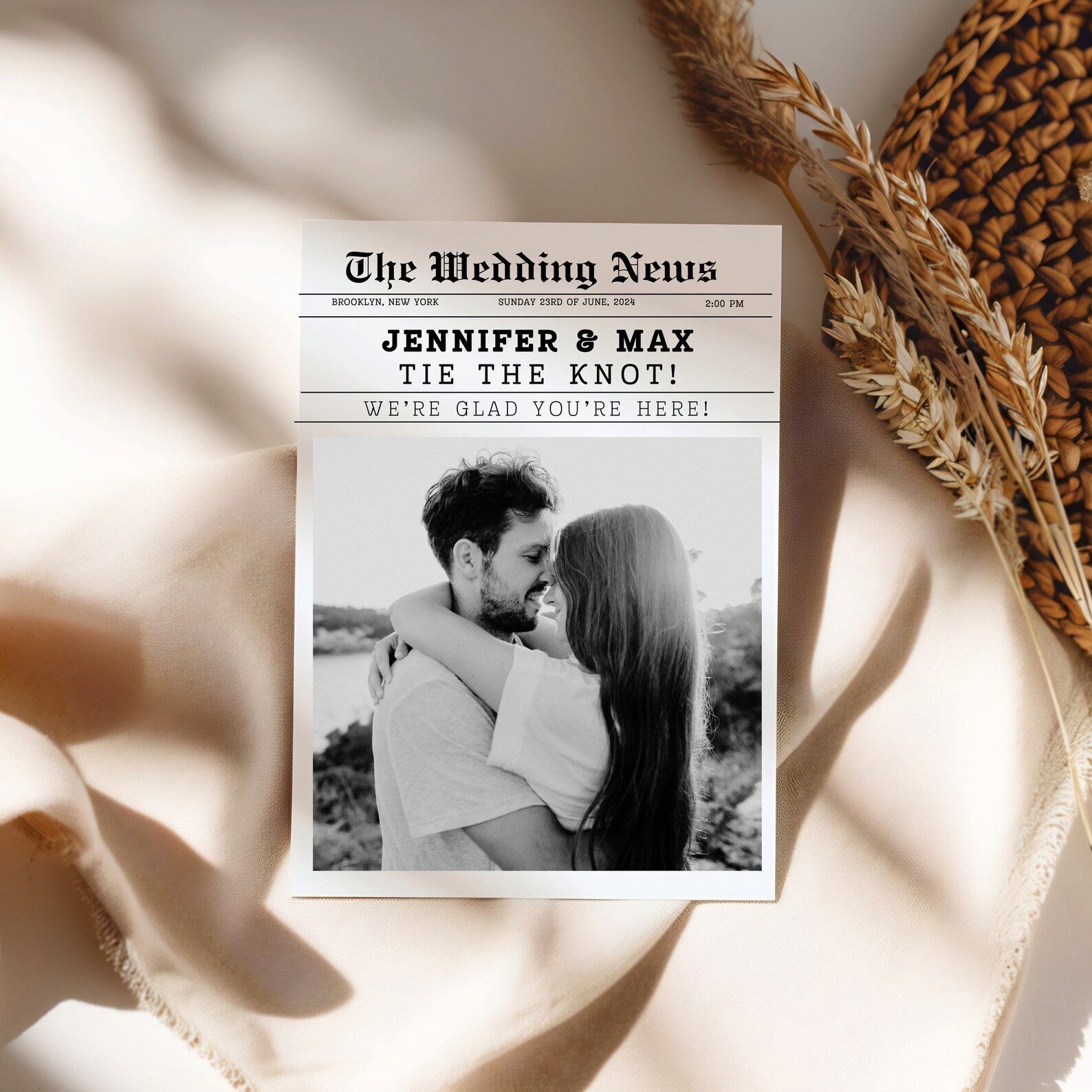 Newspaper Wedding Program for Intimate Weddings, Couple Newspaper ...