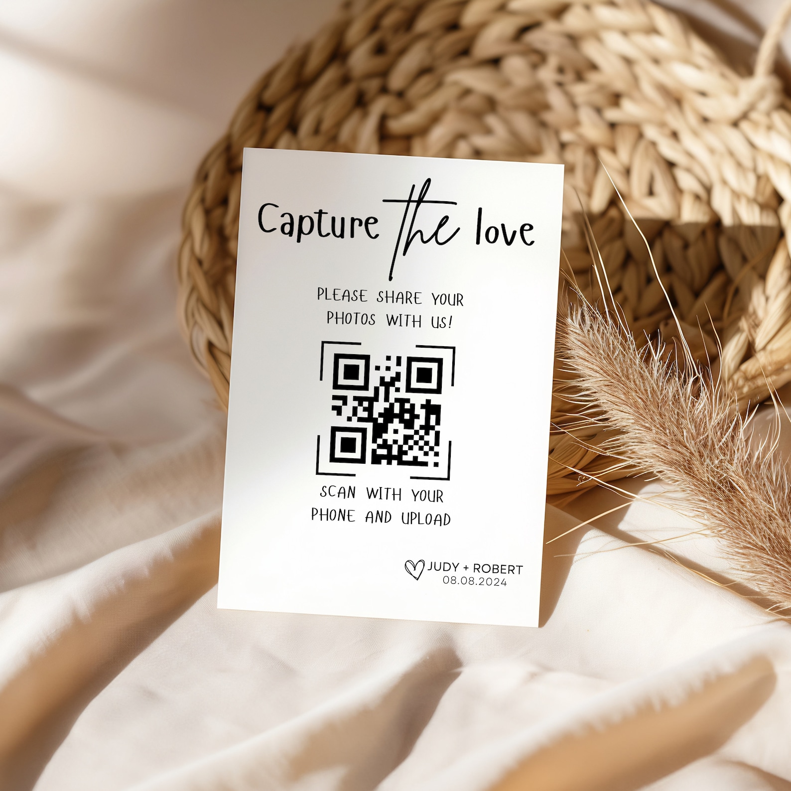 Capture the Love Sign Template for Wedding, Editable QR Code, Capture ...