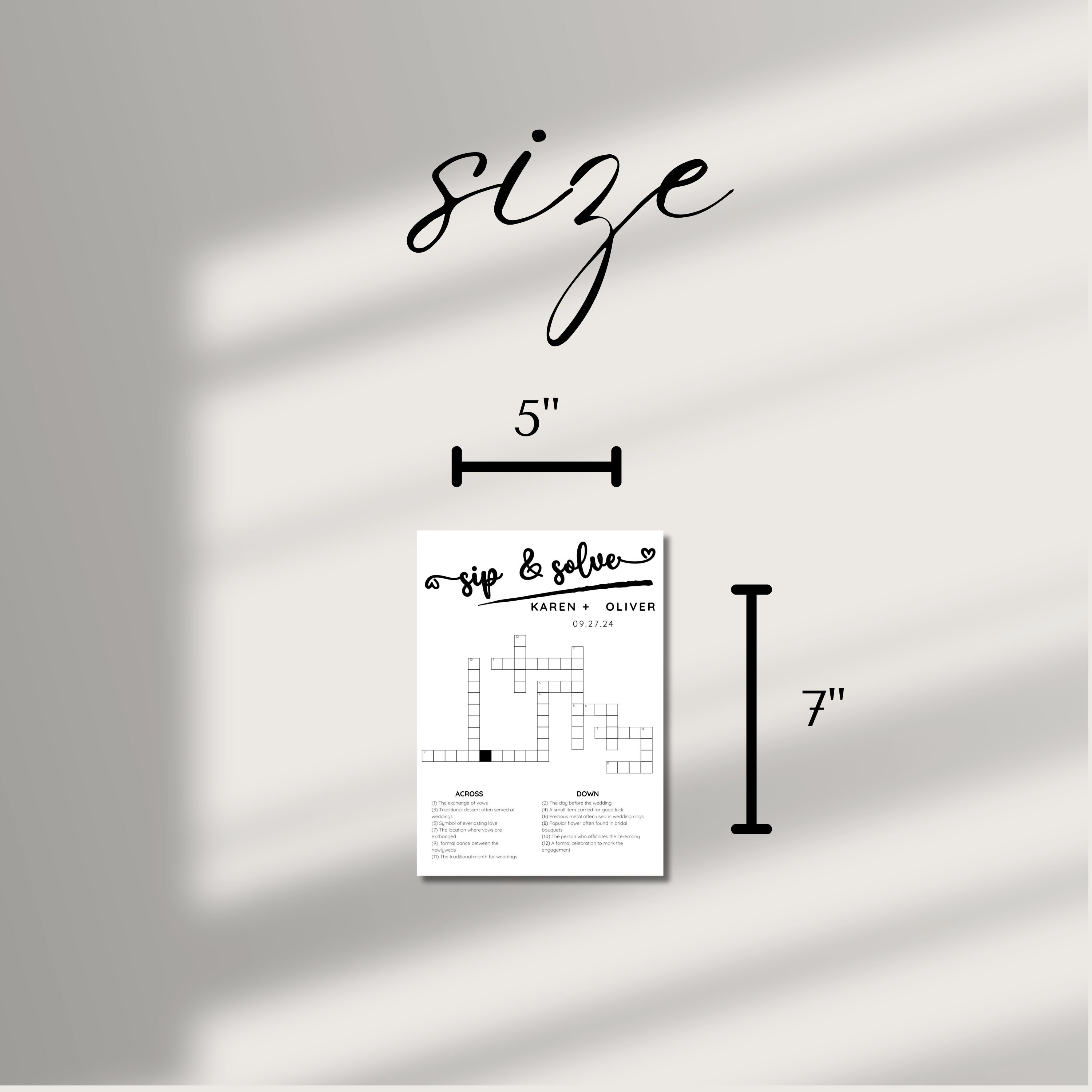 Wedding Sip and Solve Template, Printable Wedding Crossword, Wedding ...