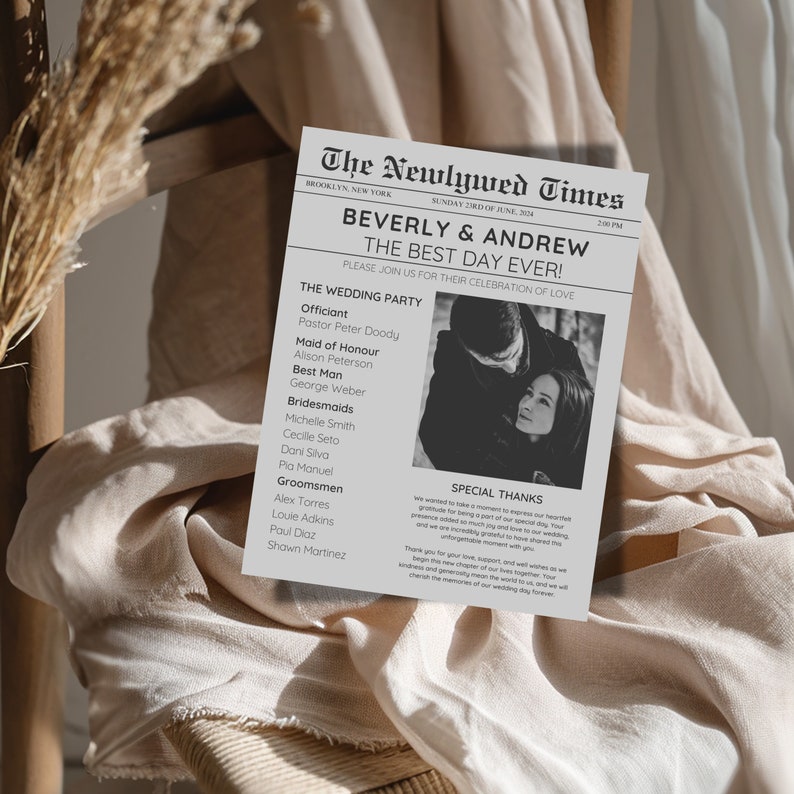Modern Wedding Program Folded Template With Wedding Timeline ...