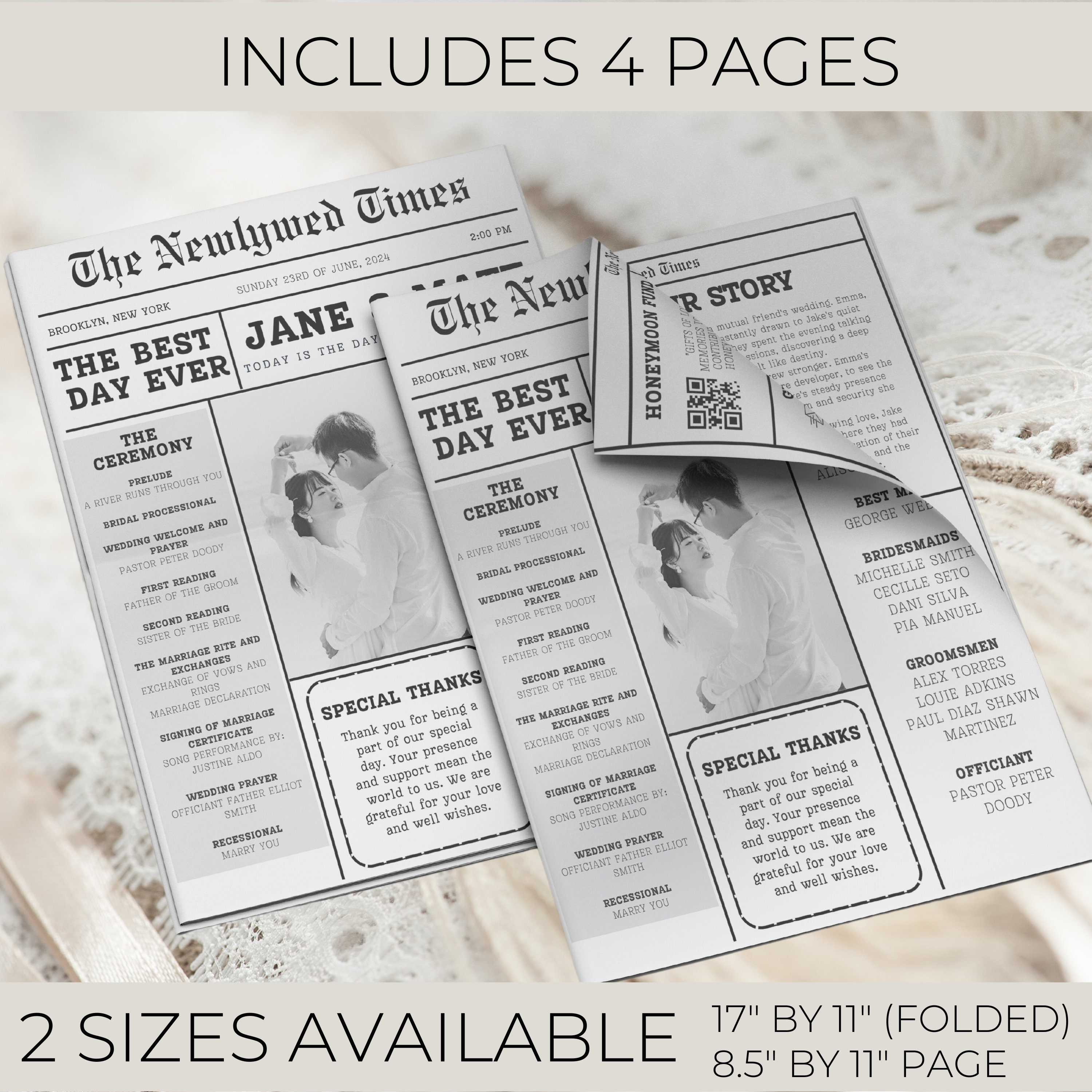 Custom Wedding Newspaper Template, Newlywed Times Newspaper ...