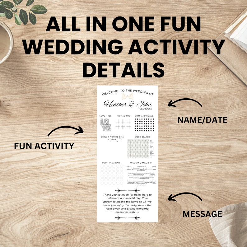 Wedding Games Printable, All in One Fun Wedding Interactive Activity ...
