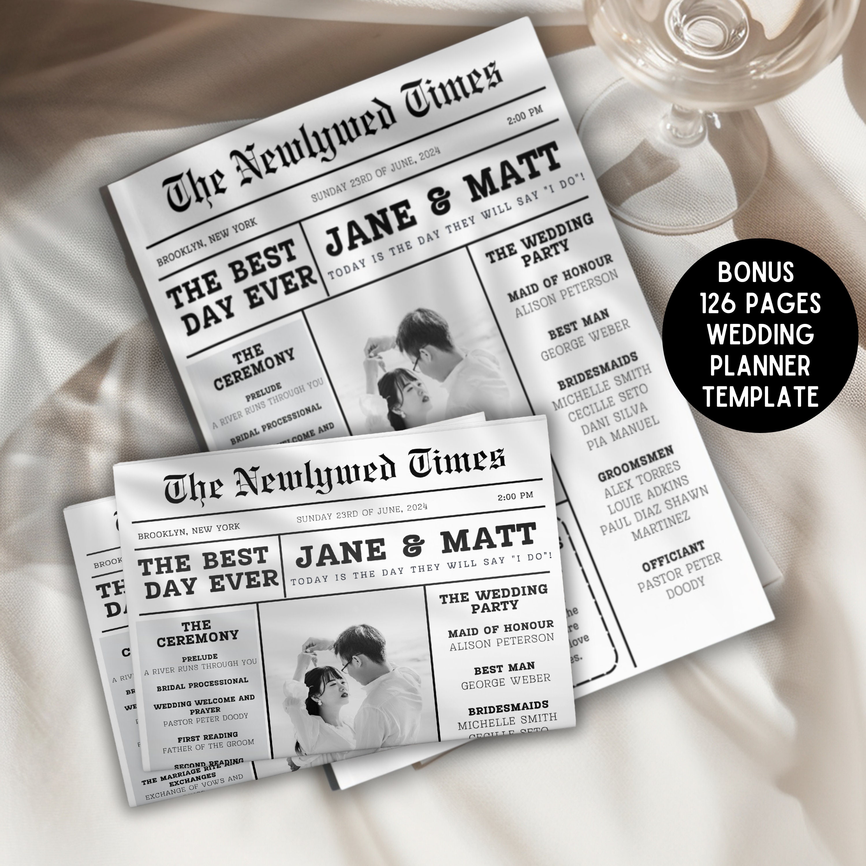 Custom Wedding Newspaper Template, Newlywed Times Newspaper ...