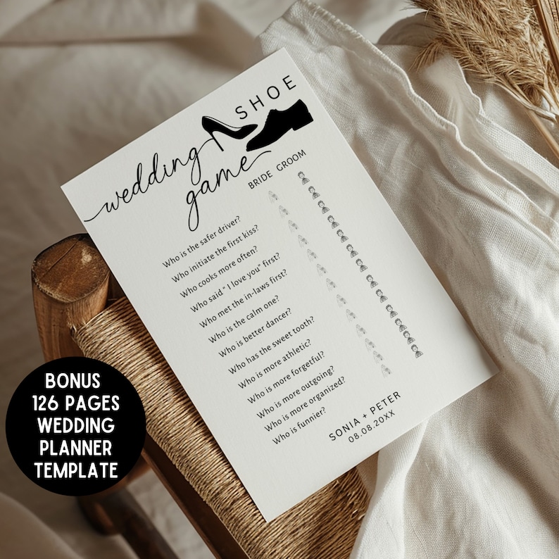 Wedding Shoe Game Template, Reception Games, Bridal Shoe Game ...