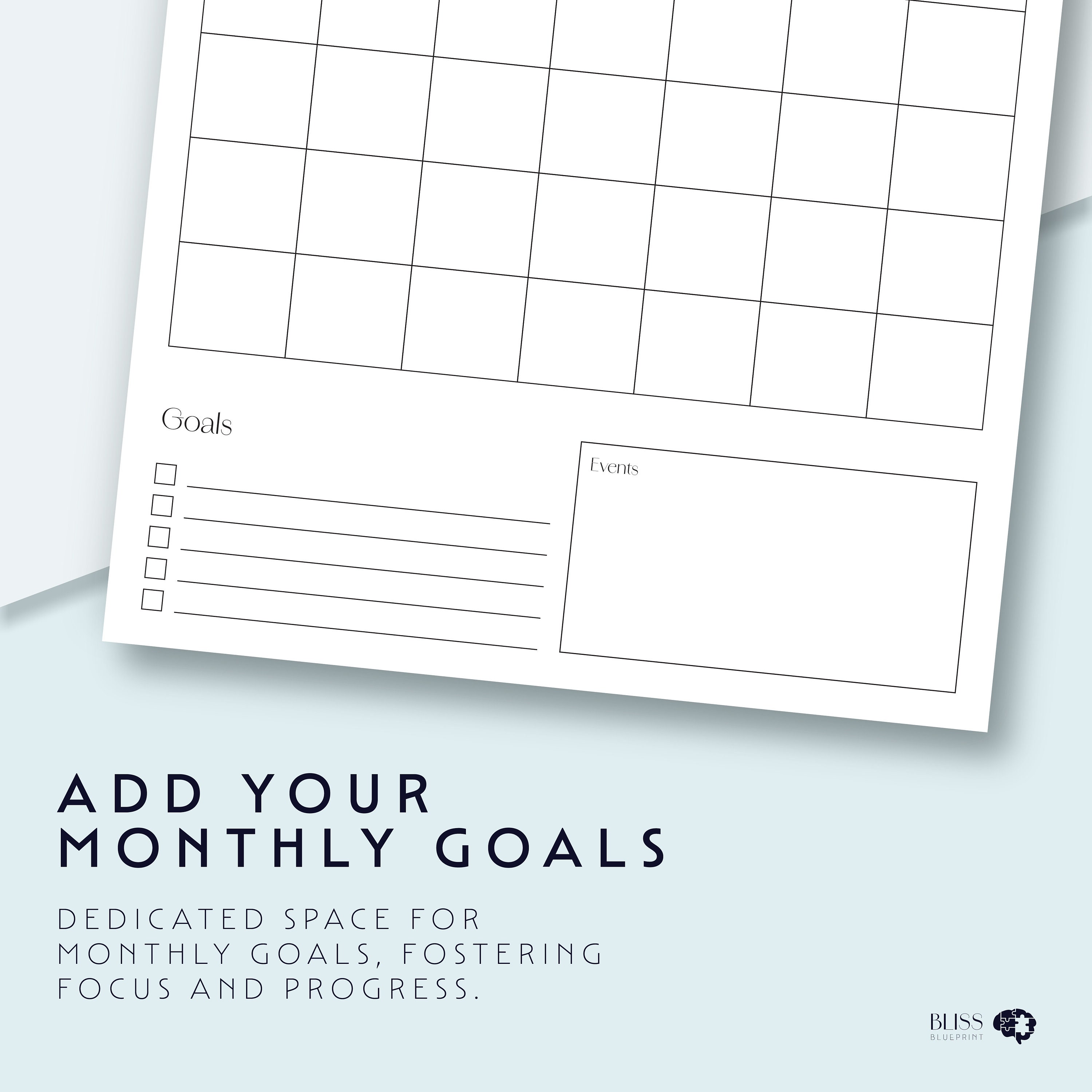 Monthly Calendar Undated Calendar A5 Journal Page Printable Tracker ...