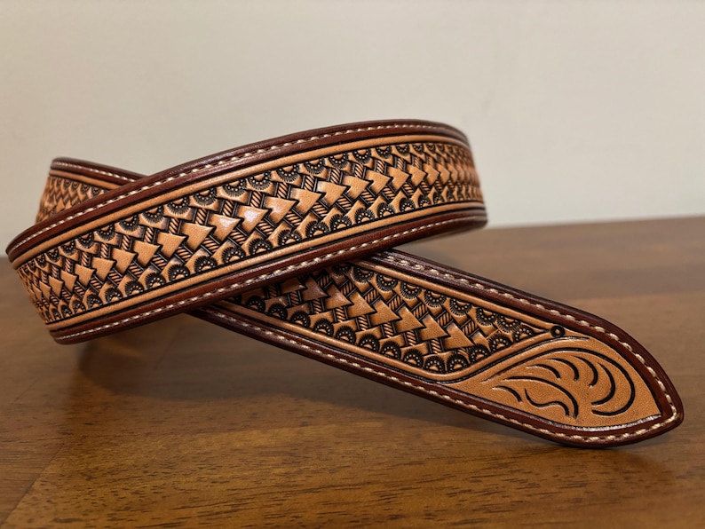 Western Tooled Leather Belt: Custom Arrowhead Western Belt ...