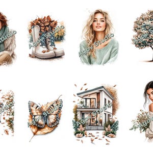 Cozy Autumn Watercolor Clipart Set: 72 High-resolution Fall Images, A4 ...