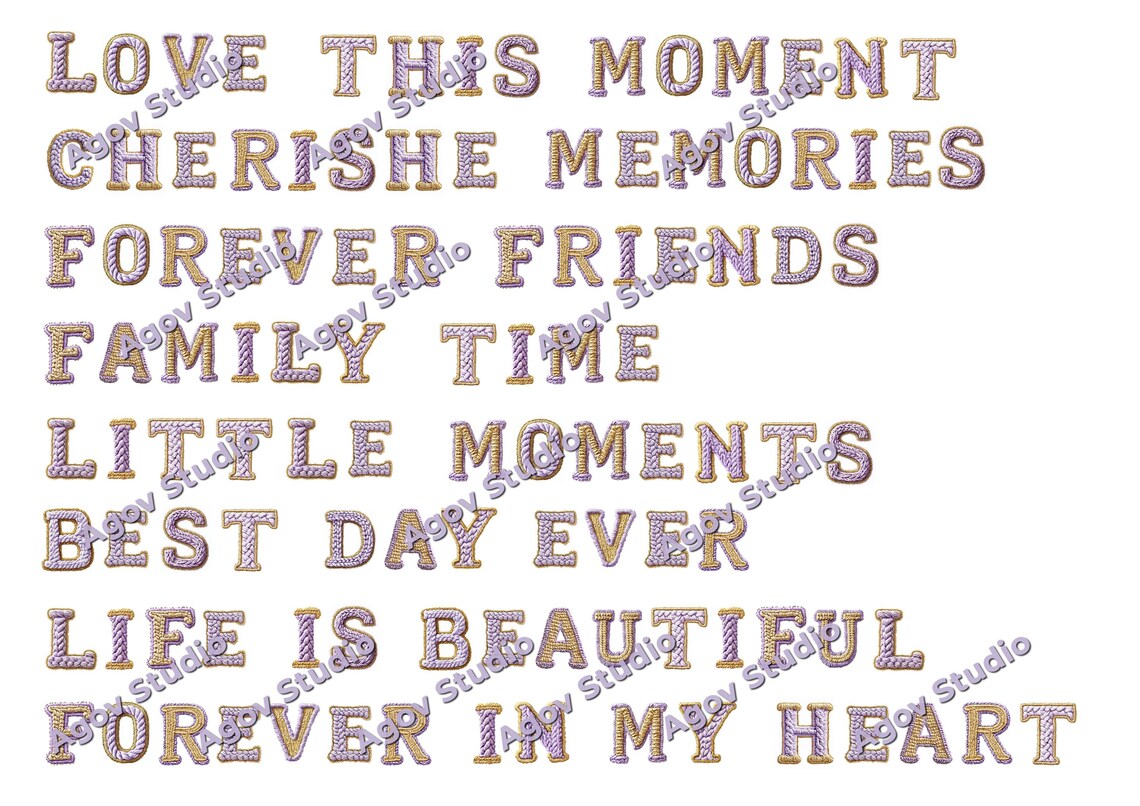 Purple and Gold Watercolor Alphabet Set: Knitted Letters, High ...