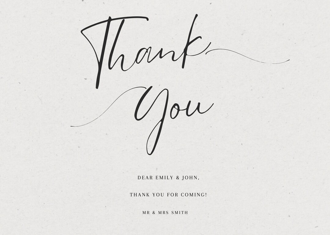 Simple Wedding Thank You Card - Etsy