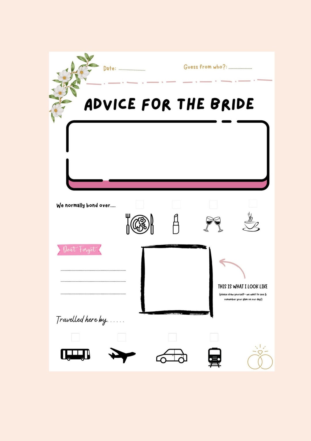 Bride's Advice Cards, Bridal Shower Advice Cards, Advice and Wishes ...