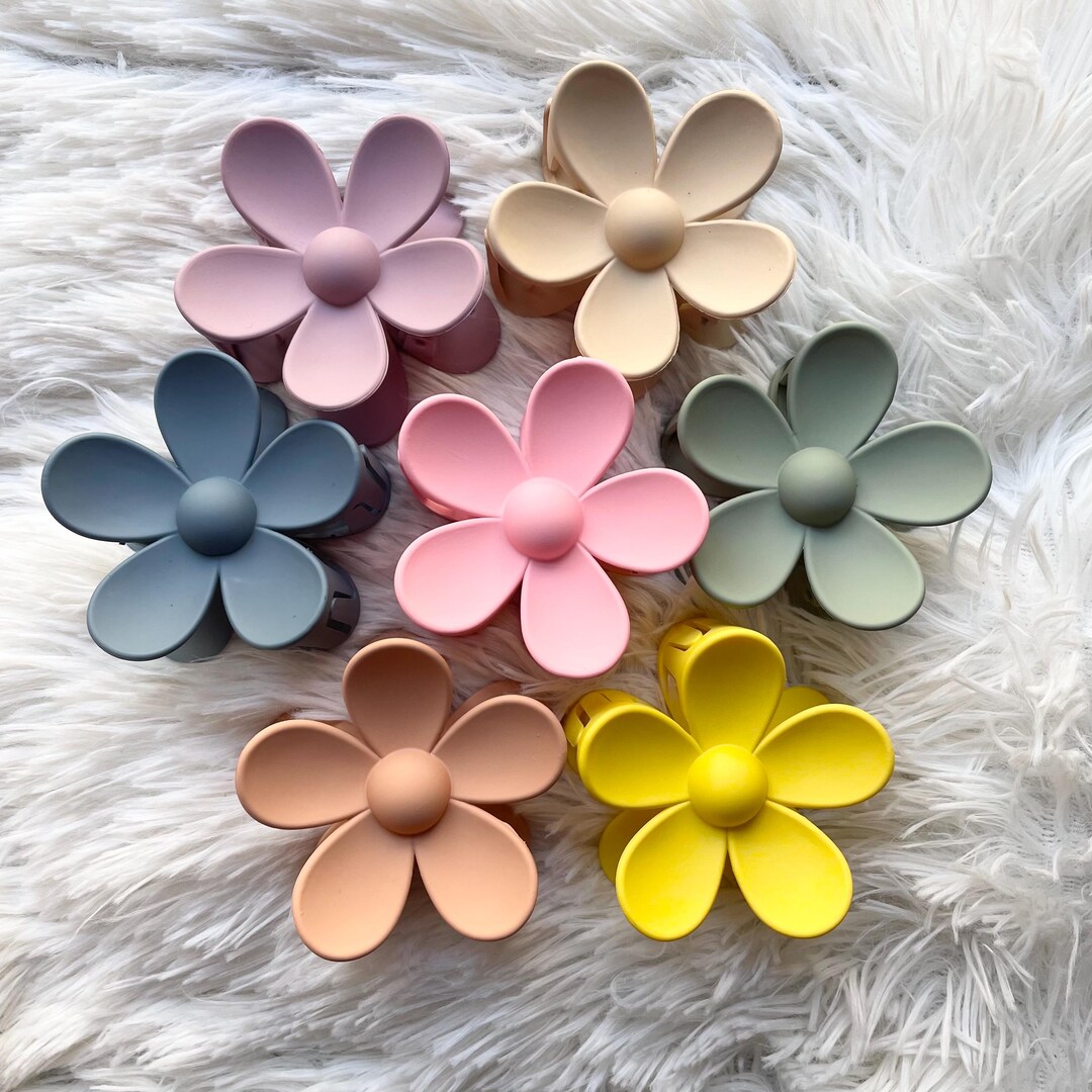 Floral Hair Claw Clip (daisy Flower) in Pastel Colors - Hair Clamp ...
