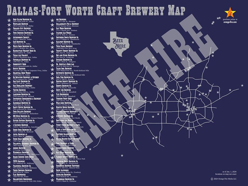 Dallas-fort Worth Area Craft Brewery Map - Etsy