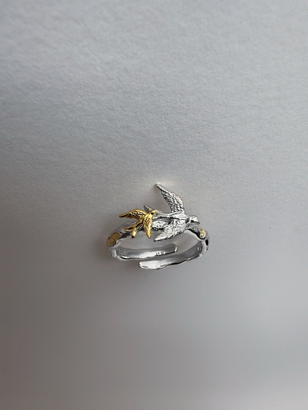 Two Bird Ring, Swallows Ring, Birds Lover Adjustable Ring, Sterling ...
