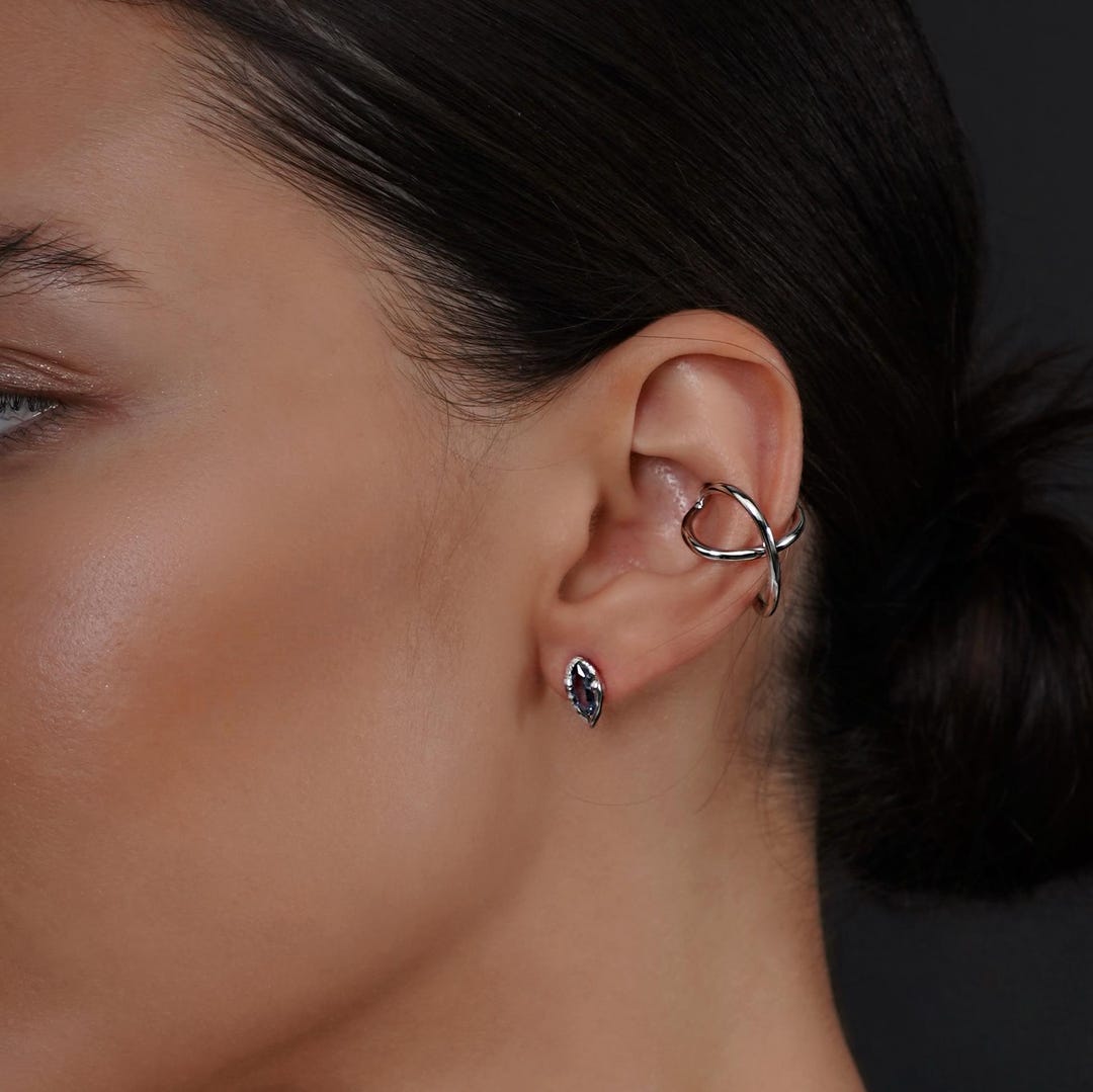 Criss Cross Ear Cuff, Conch Ear Cuff, Sterling Silver Ear Cuff, Upper ...