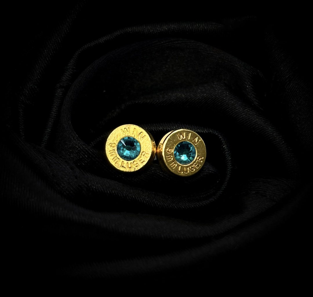 Teal Swarovski Crystal Bullet Jewelry Bullet Studs 9mm Gold Bullet ...