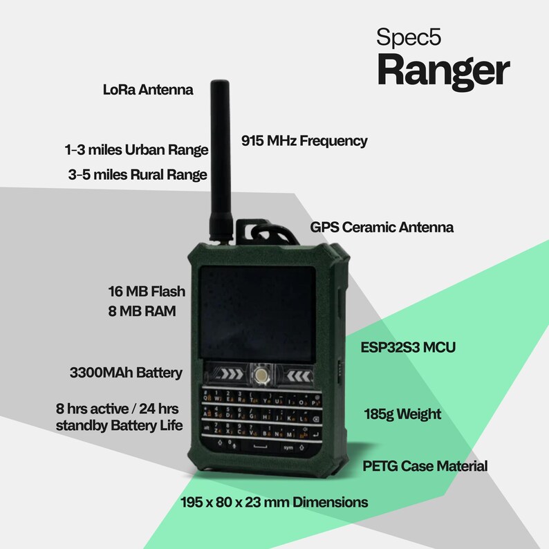Spec5 Ranger Meshtastic Lora Radio With Keyboard, Touch-screen, and ...