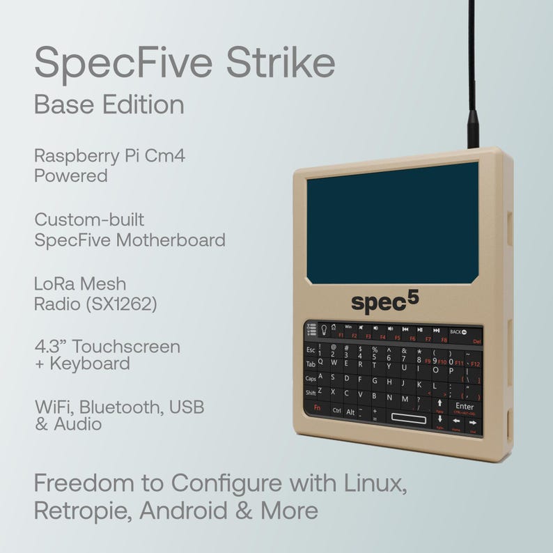 Specfive Strike Handheld Linux Computer, Raspberry Pi CM4, Custom ...