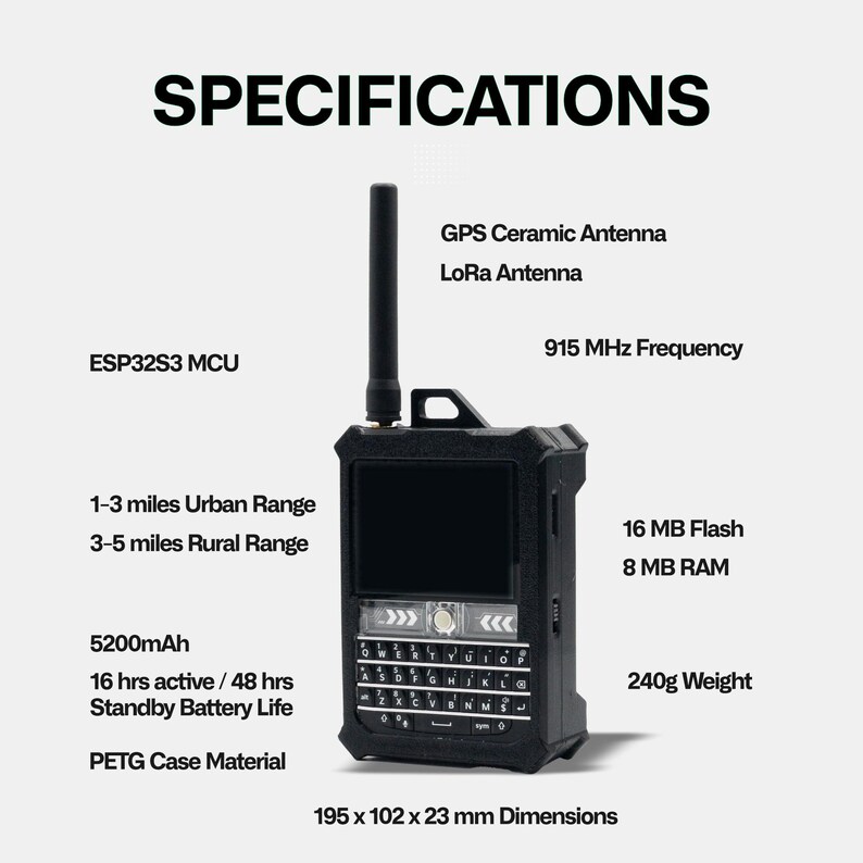 Spec5 Ranger Magnum Lora Communication Device Meshtastic Off-grid Radio ...