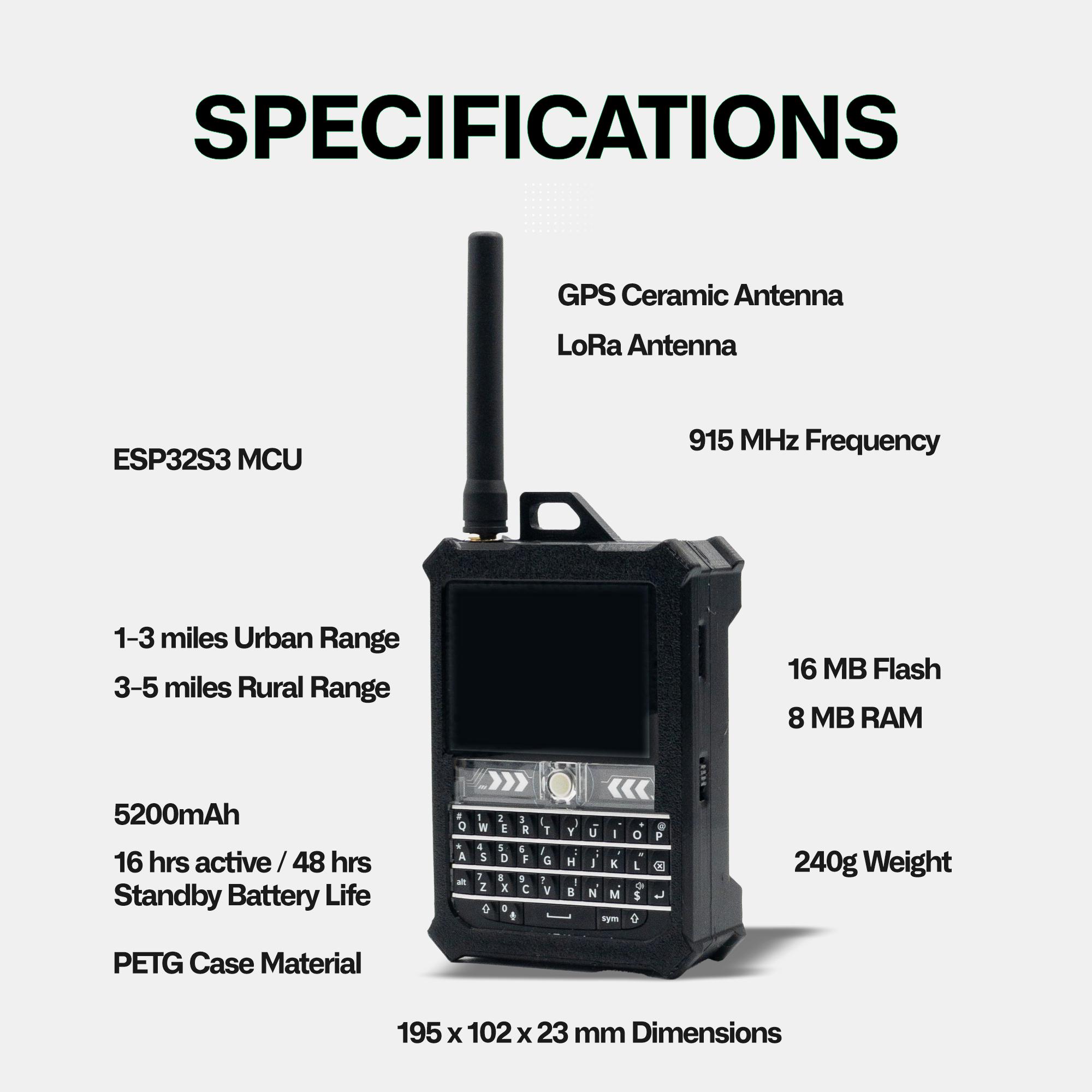 Spec5 Ranger Magnum Lora Communication Device Meshtastic Off-grid Radio ...