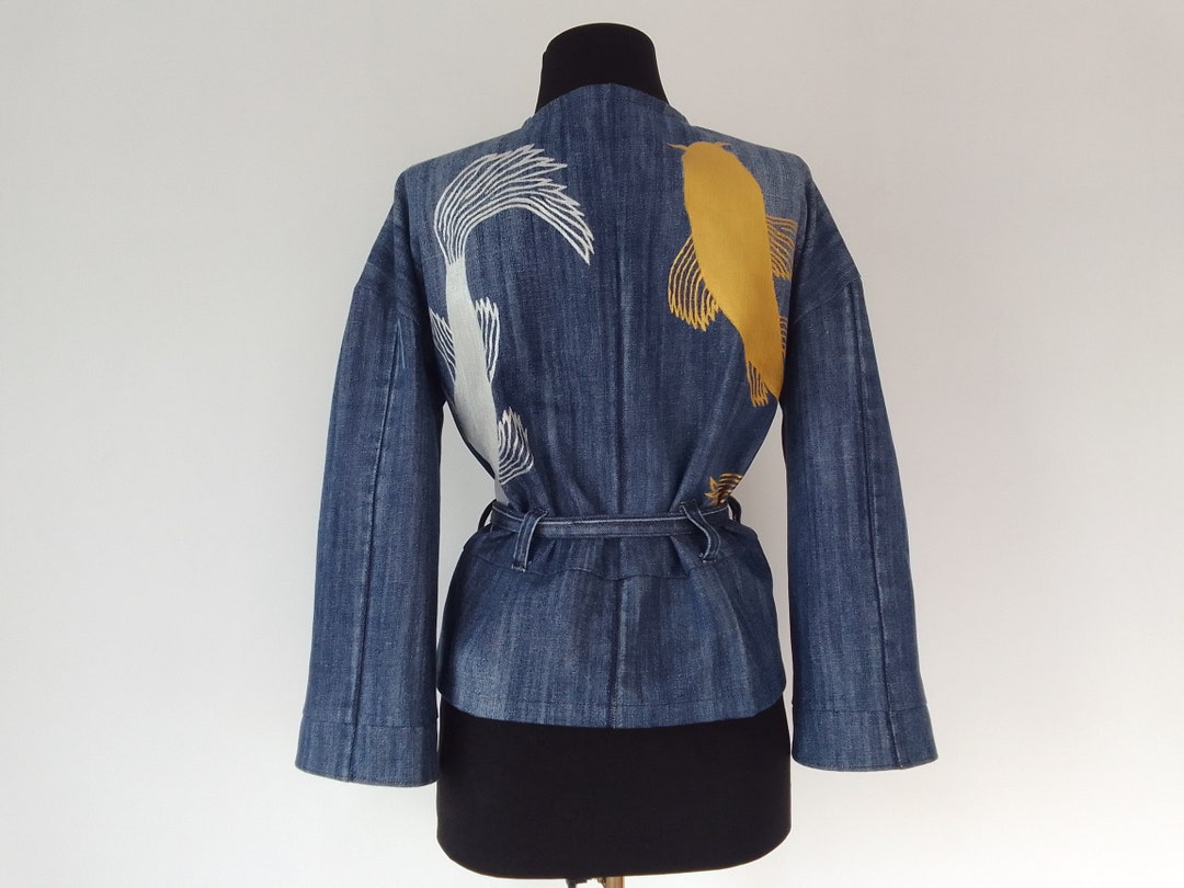 Denim Kimono Jacket, Blue Kimono Jacket, Denim Jacket, Boho Cardigan ...