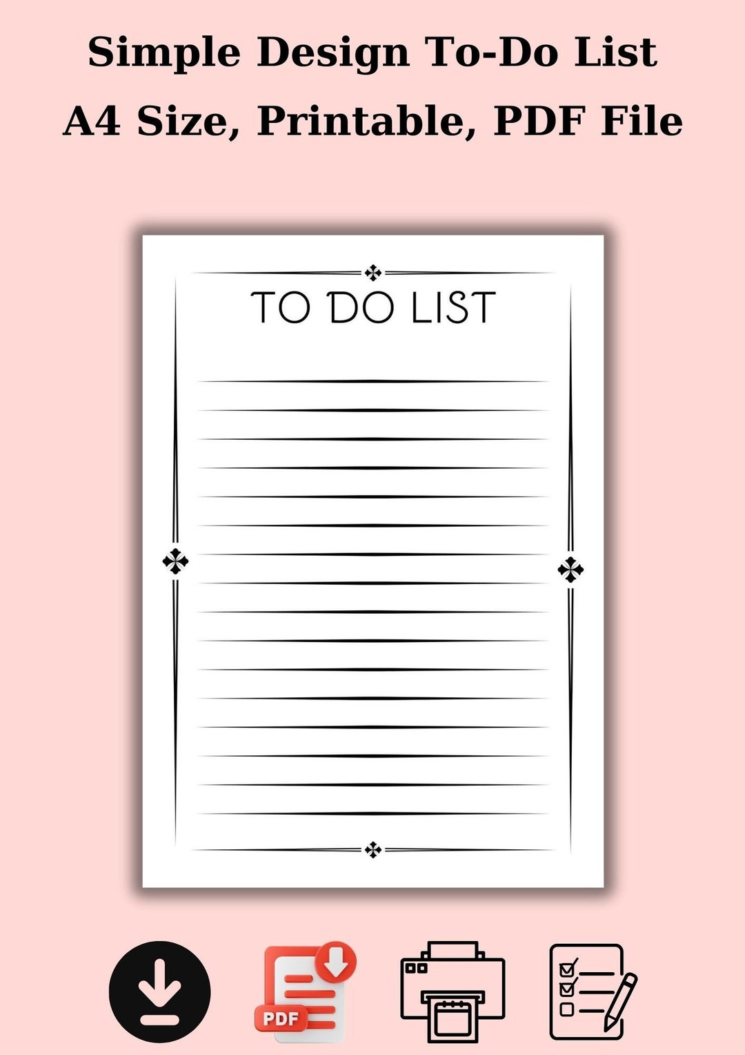 Simple To-do List, Printable, PDF File, A4-A5 Size, Minimalist Design ...