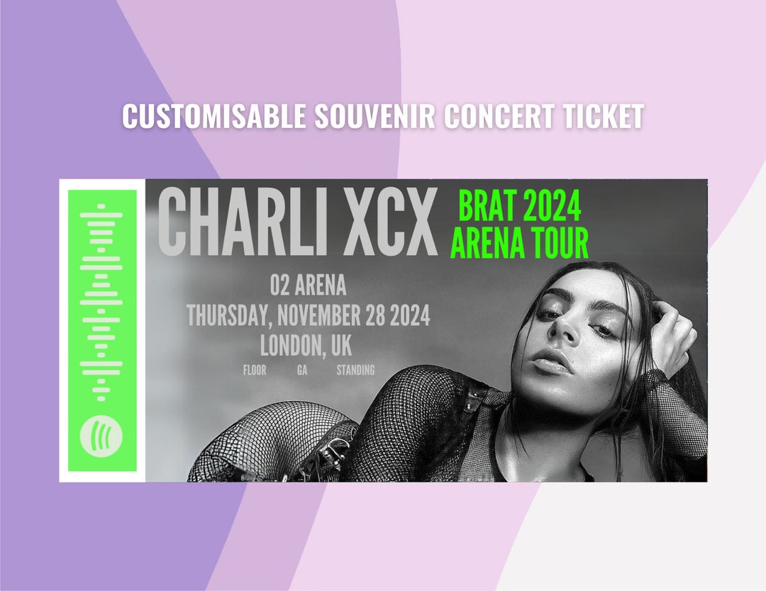 Charli XCX BRAT Arena Tour Customisable Souvenir Ticket - Etsy