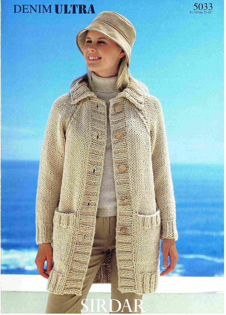 Vintage Womens Denim Ultra Coat Knitting Pattern Pdf, Vintage Coat ...