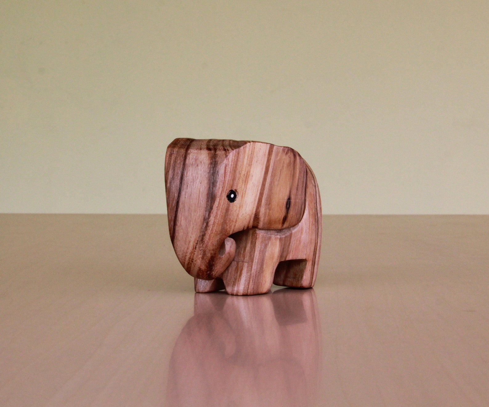 Modern Thai Wooden Elephant, Cute Minimal Artisan Decor, Made to Order ...
