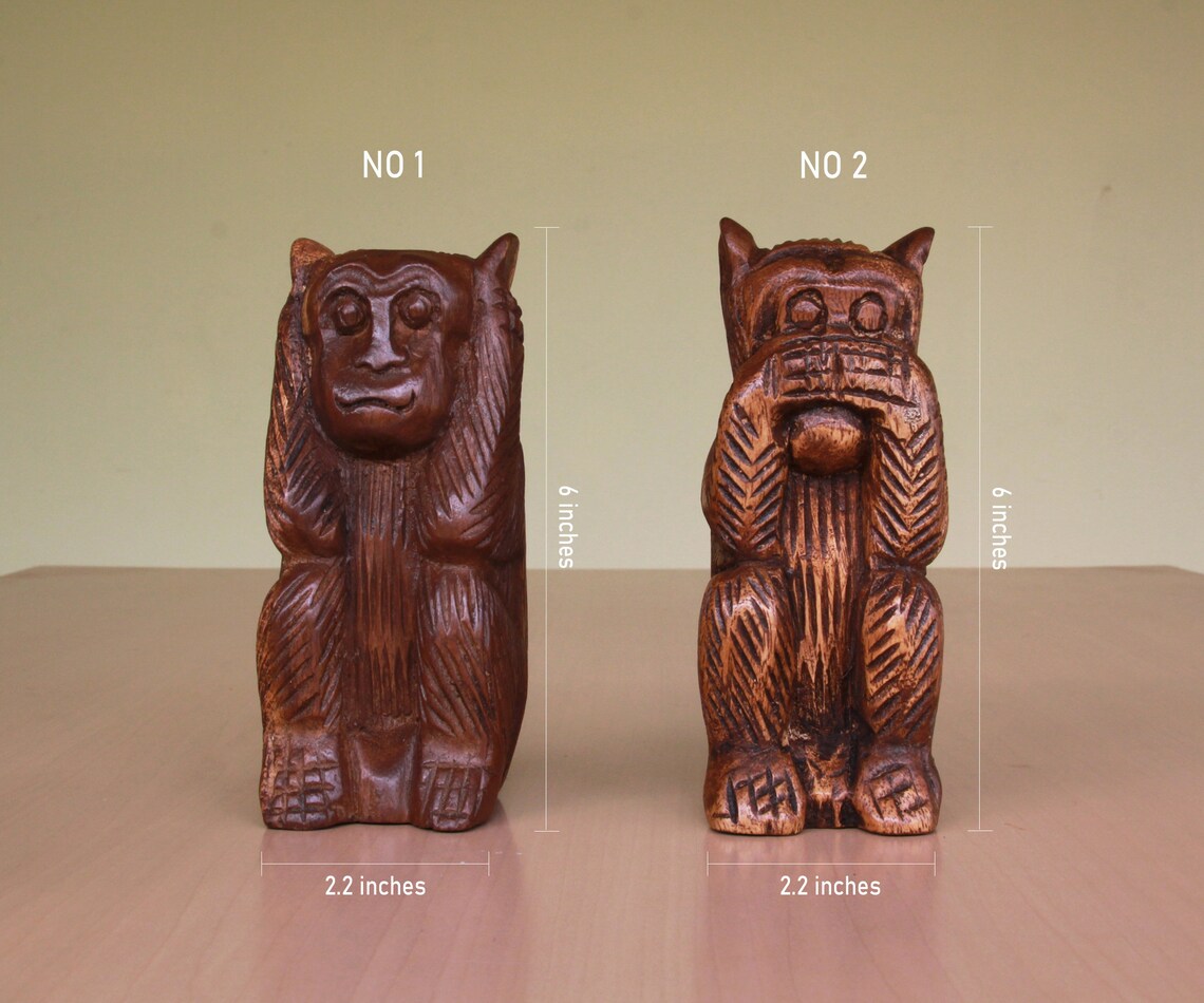 Carved Rain Tree Wood Monkey Sculpture, Thai Home Decor - Etsy