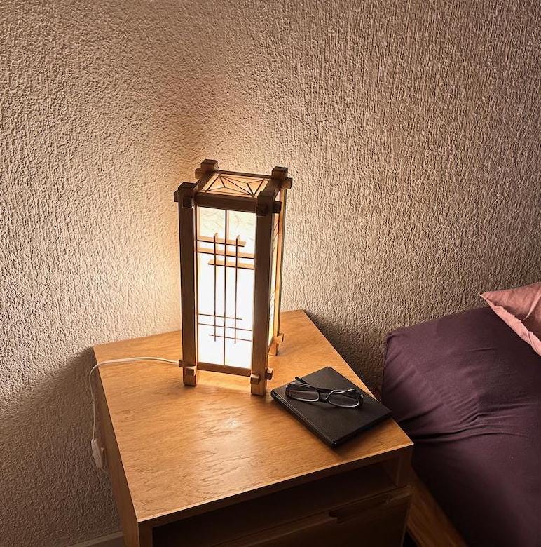Handmade Shoji Lamp/oak and Maple Japanese Lamp/led Table Lamp/bed Lamp ...