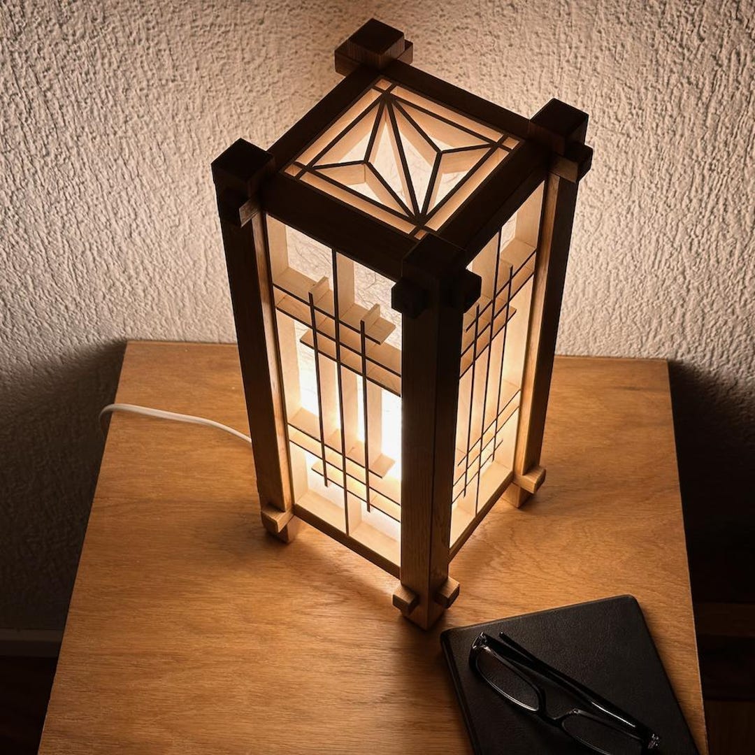 Handmade Shoji Lamp/oak and Maple Japanese Lamp/led Table Lamp/bed Lamp ...