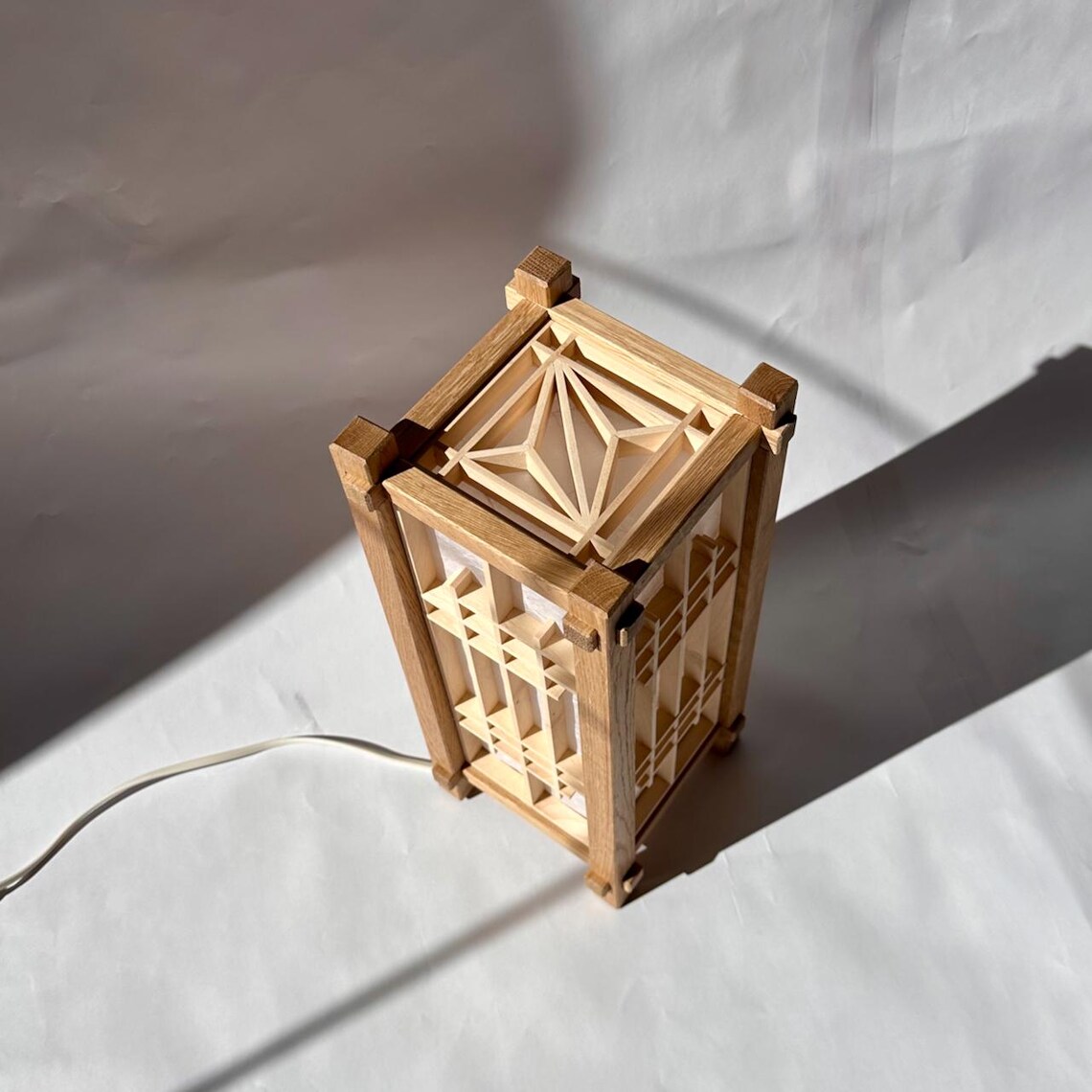 Handmade Shoji Lamp/oak and Maple Japanese Lamp/led Table Lamp/bed Lamp ...