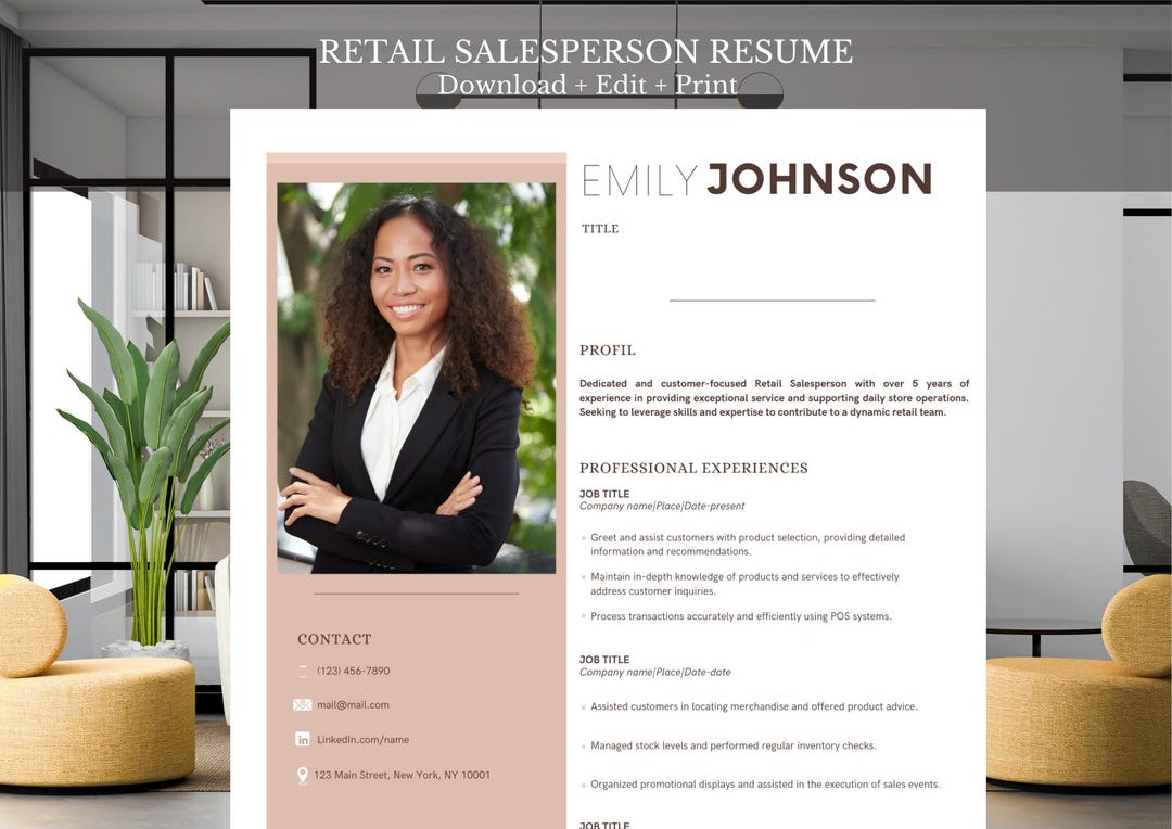 Cv Beige & White Template Canva - Etsy