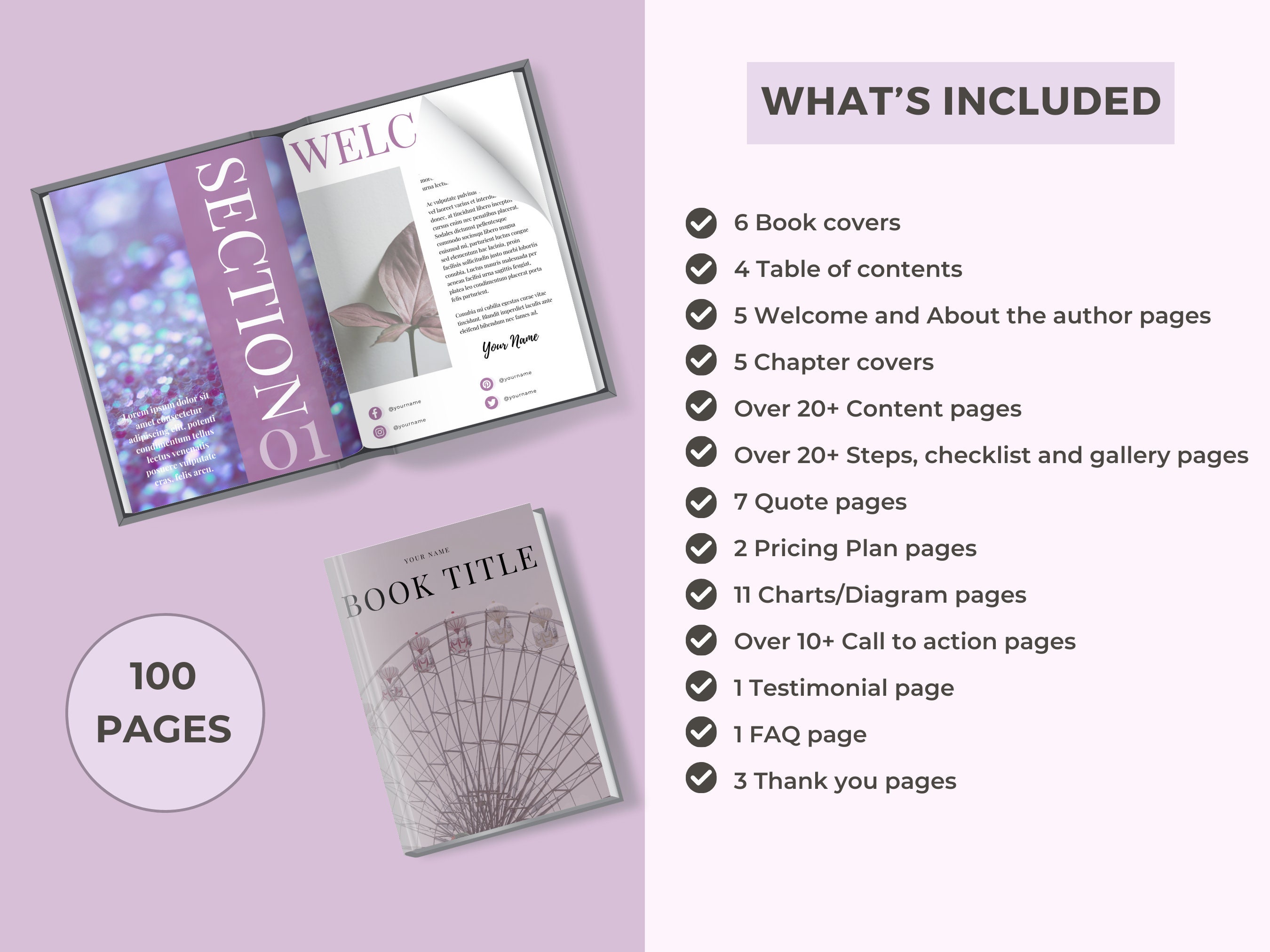 Purple Ebook Template Canva: 100 Page Workbook, Lead Magnet (US Letter ...