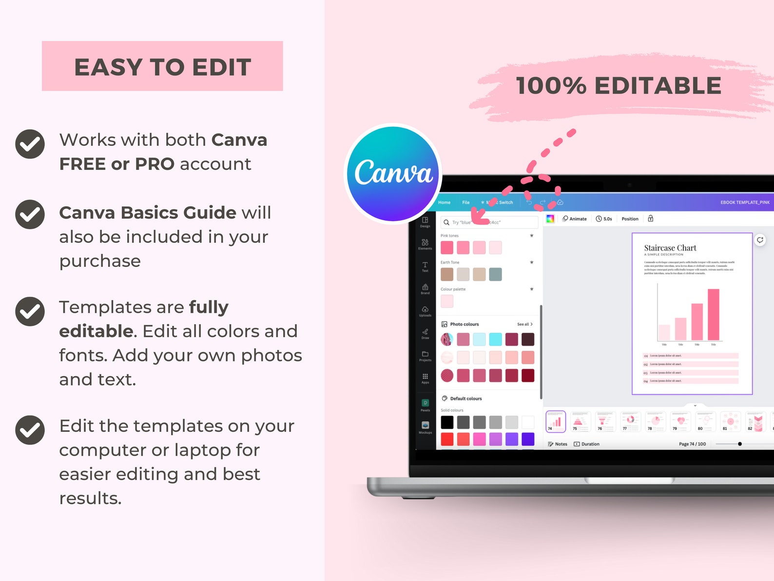 Editable Ebook Template Pink Canva | Life Coach Workbook Template, Lead ...