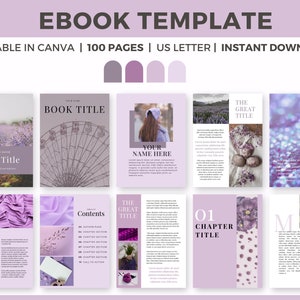 Purple Ebook Template Canva: 100 Page Workbook, Lead Magnet (US Letter ...